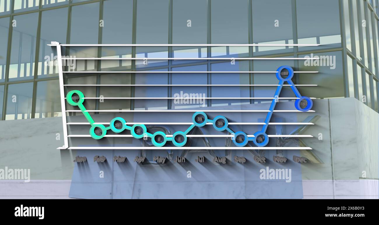 Image of graphs over office buildings Stock Photo - Alamy