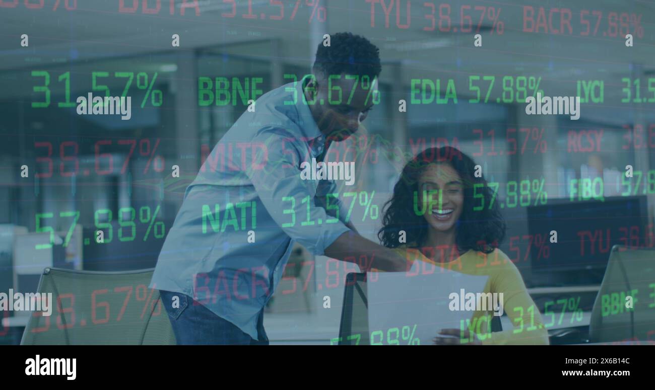 Image of stock market over diverse business people Stock Photo - Alamy