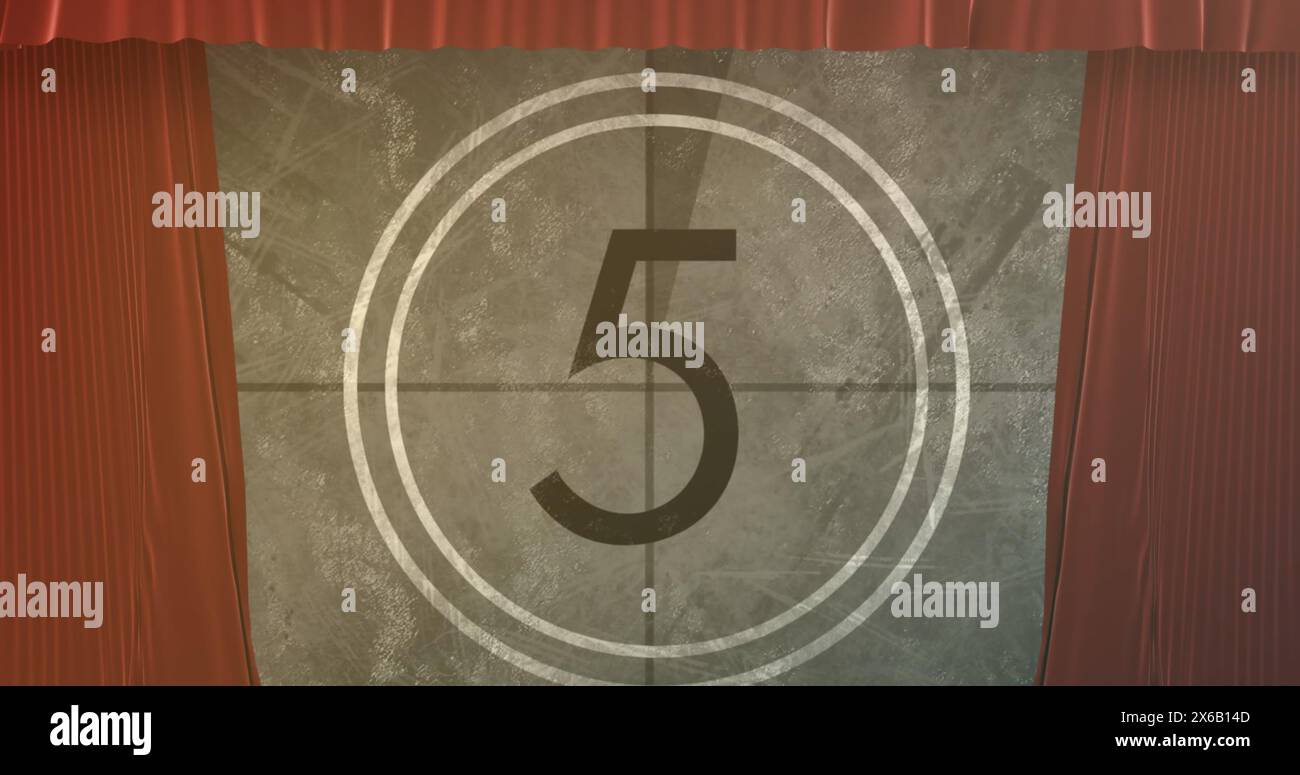 Image of red curtain over countdown Stock Photo - Alamy