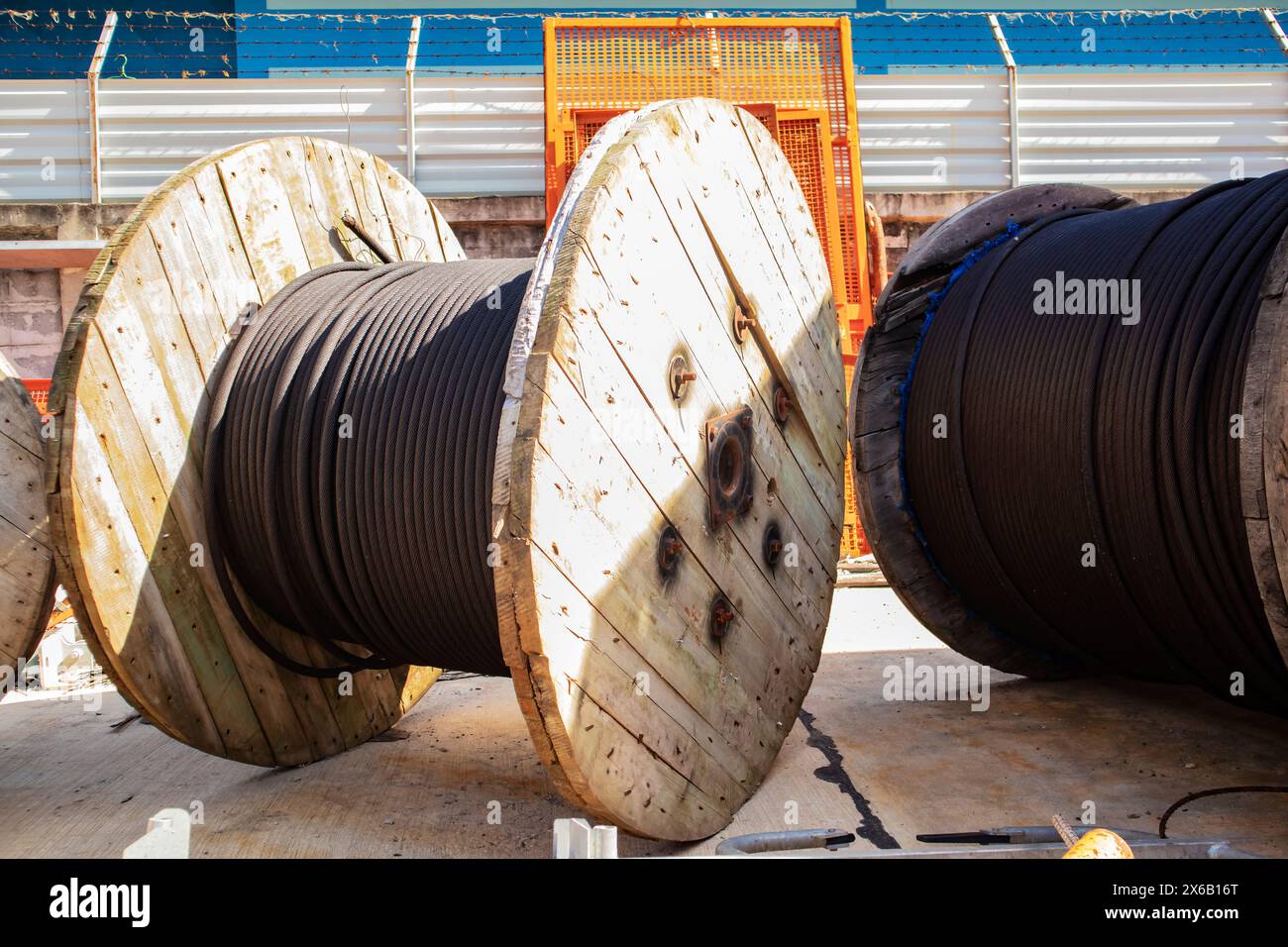 the sling inside machine sling drum are tangle and misaling Stock Photo ...
