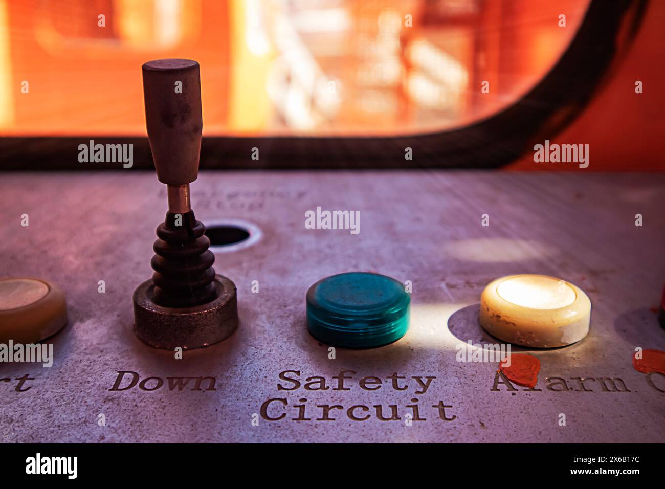 elevator control system with a joystick indicator light and warning ...