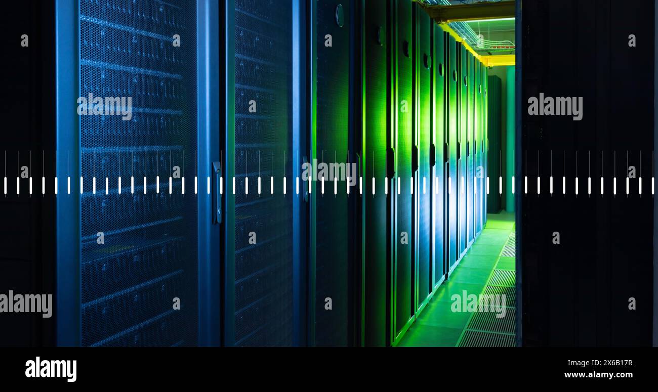 Image of data processing against computer server room Stock Photo - Alamy