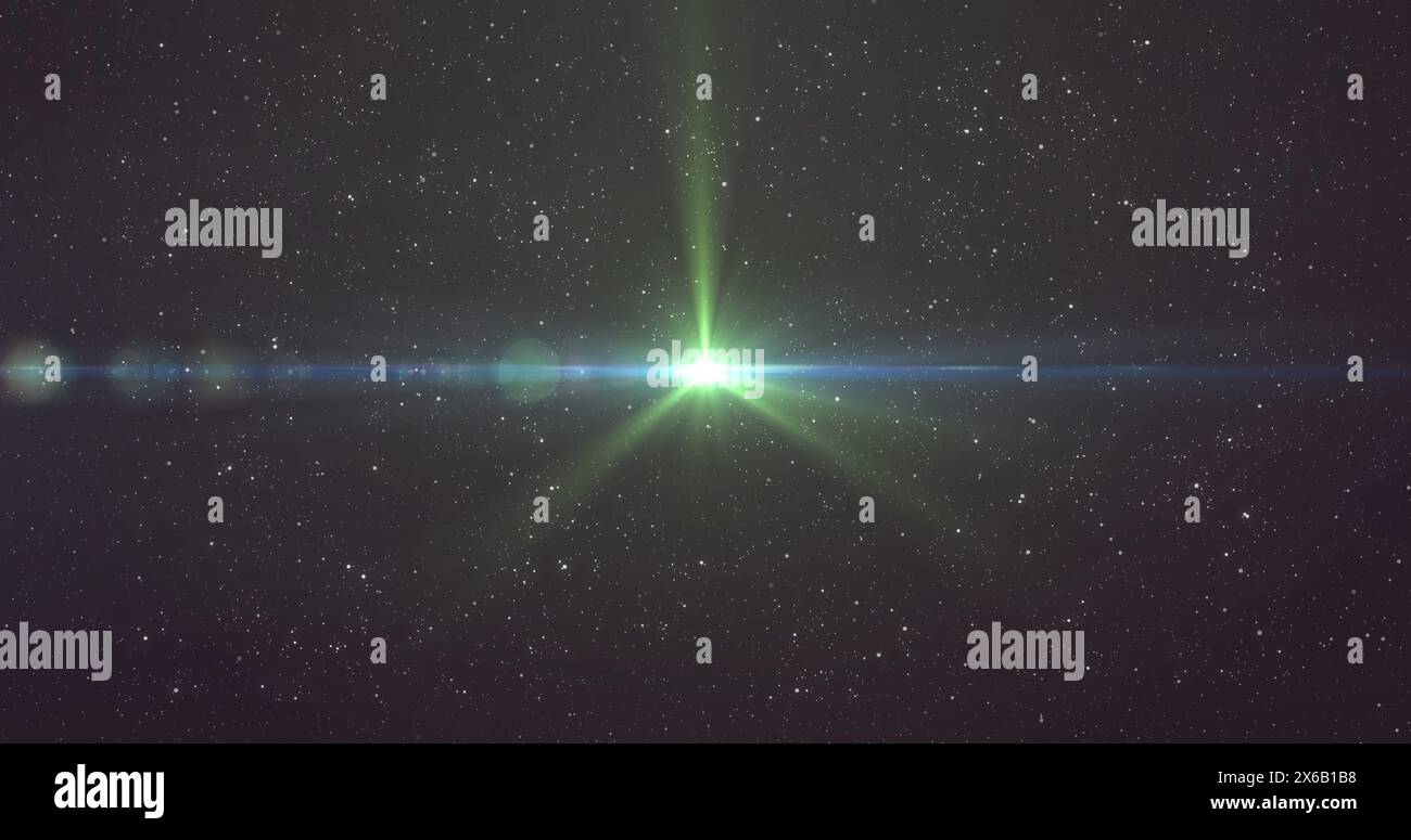 Image of glowing lights over night sky with stars Stock Photo - Alamy