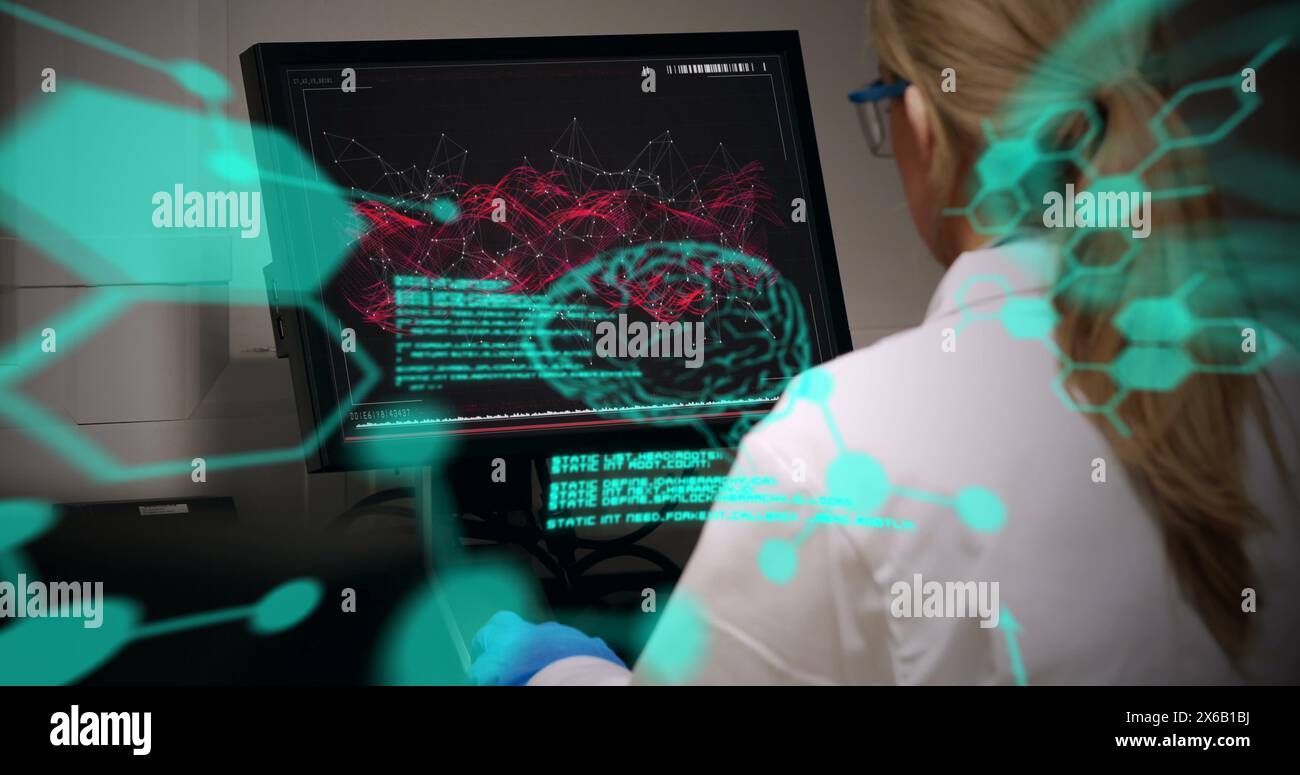 Animation female scientist using microscope hi-res stock photography ...