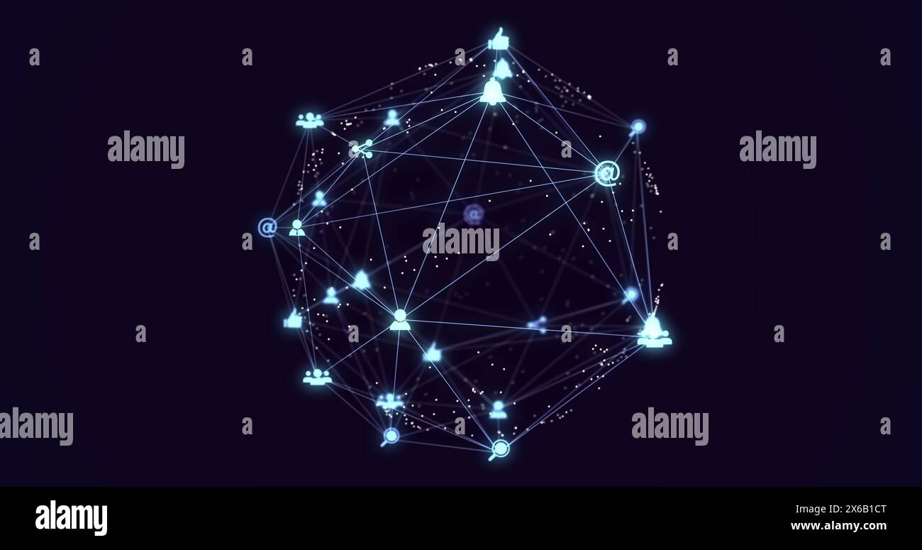 Animation network connections icons numbers hi-res stock photography ...