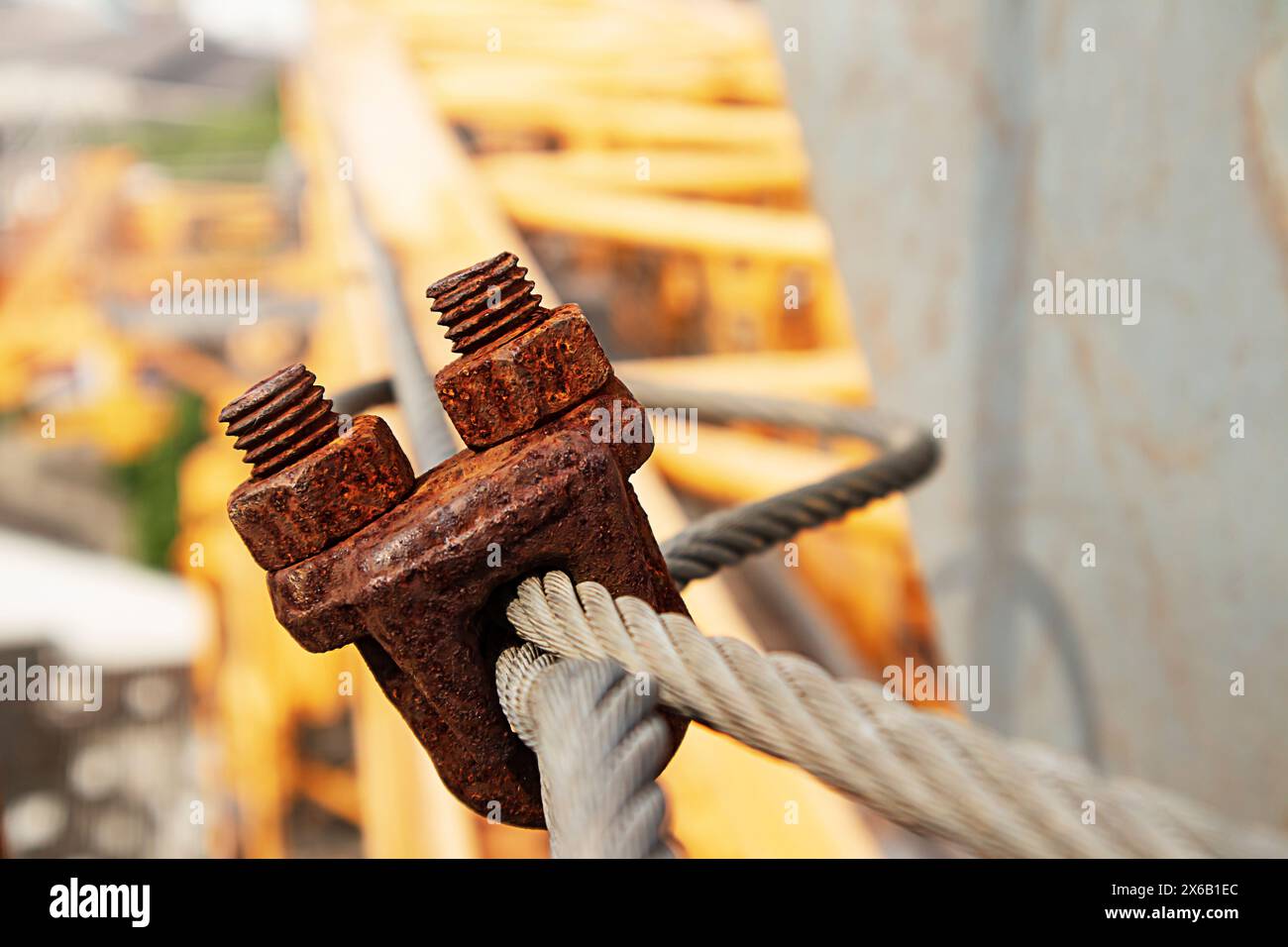 Tower crane rusting sling clips for tower crane repair Stock Photo - Alamy