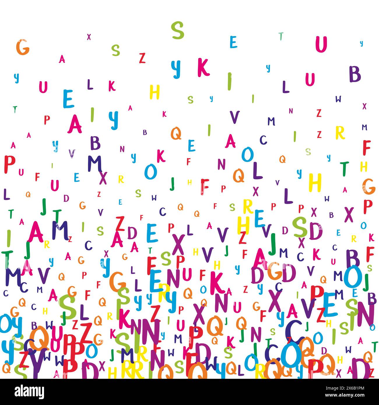 Scattered letters of latin alphabet. Colorful childish floating ...