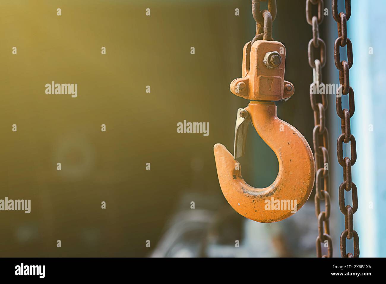 A chain hook of hoist for lifting it is shown as a safety hook for ...