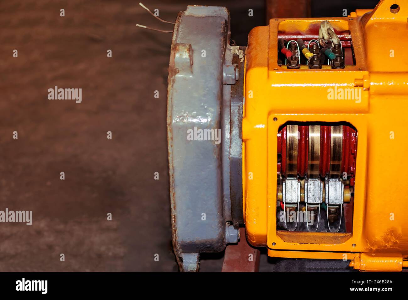 slip ring of motor tower crane it opened for maintenance Stock Photo ...