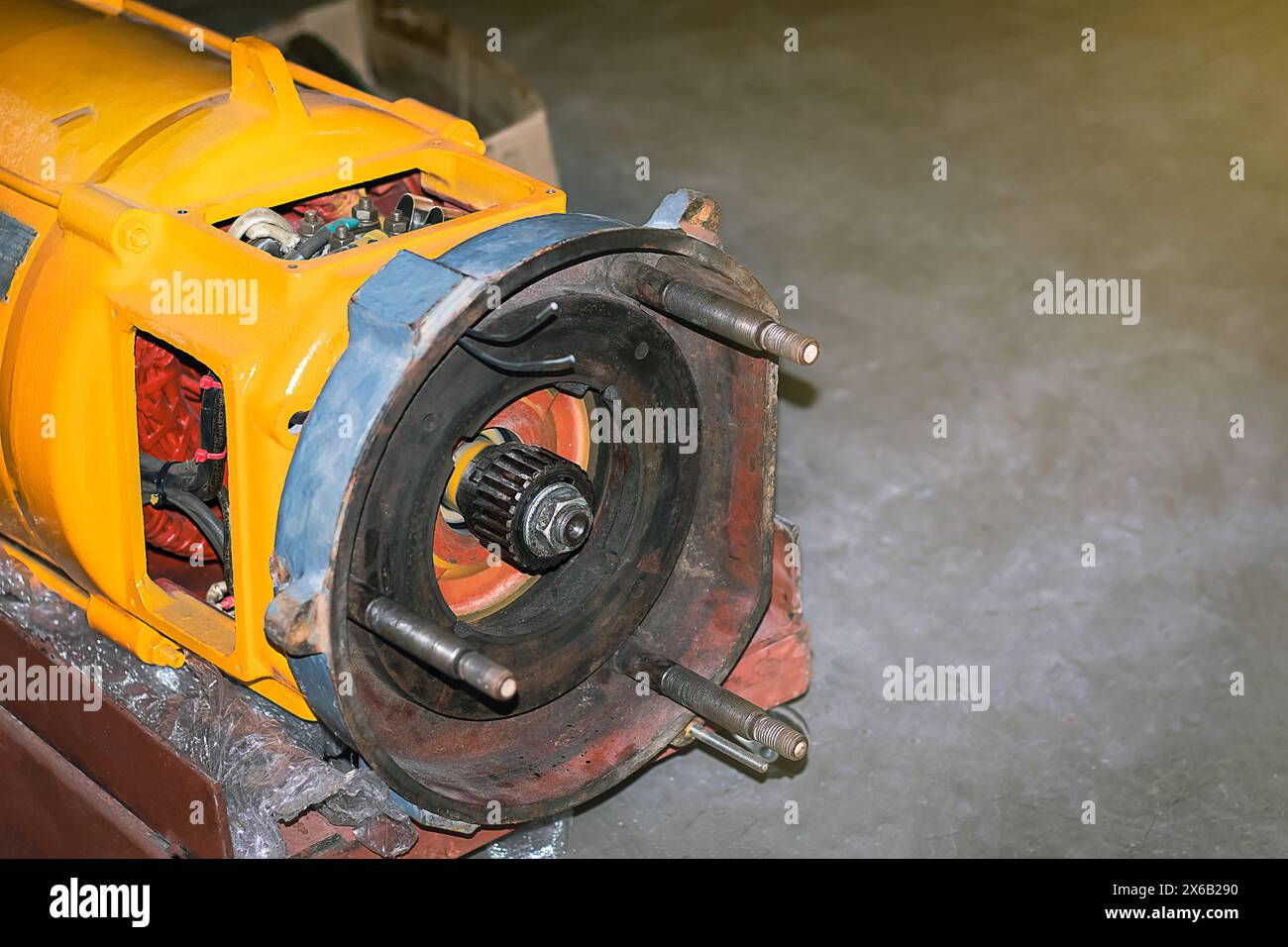 slip ring of motor tower crane it opened for maintenance Stock Photo ...