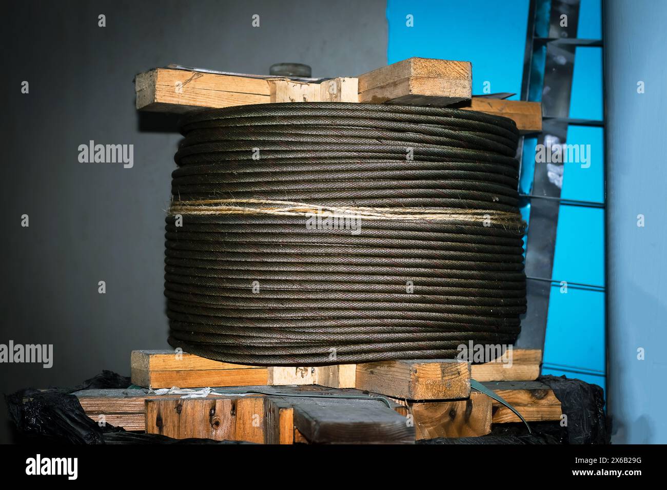 Hand tools for maintenance works. there is a sling drum hoist of the ...