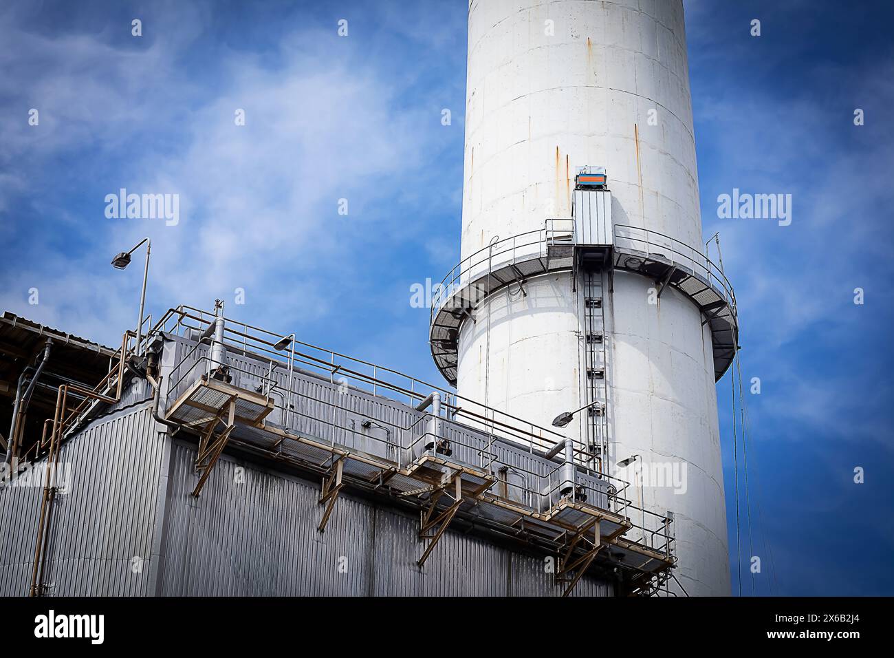 Stack chimney of the electric plant. in the picture, there is an ...