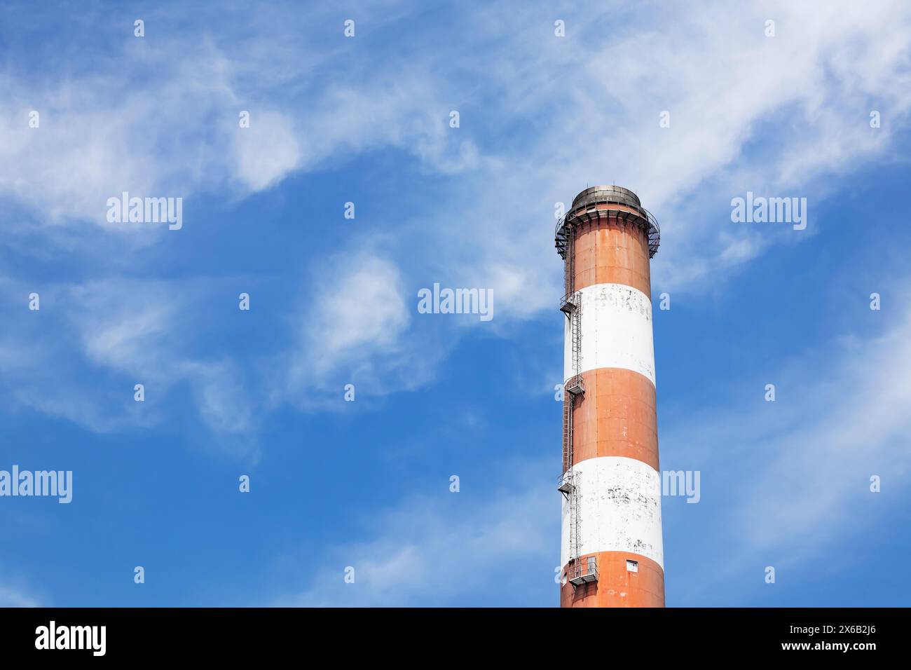 Stack chimney of the electric plant. in the picture, there is an ...