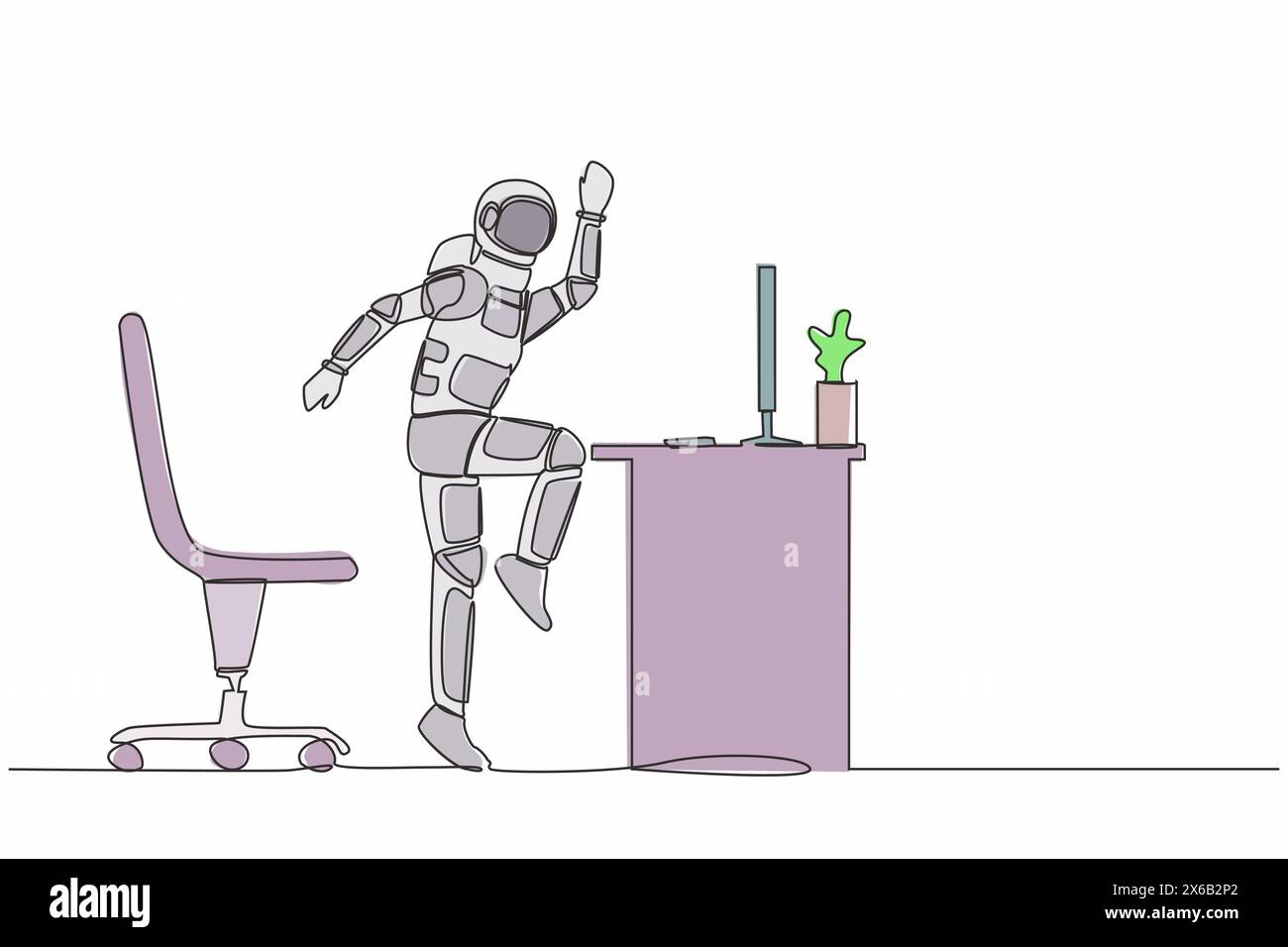 Scientist at computer at desk Cut Out Stock Images & Pictures - Alamy