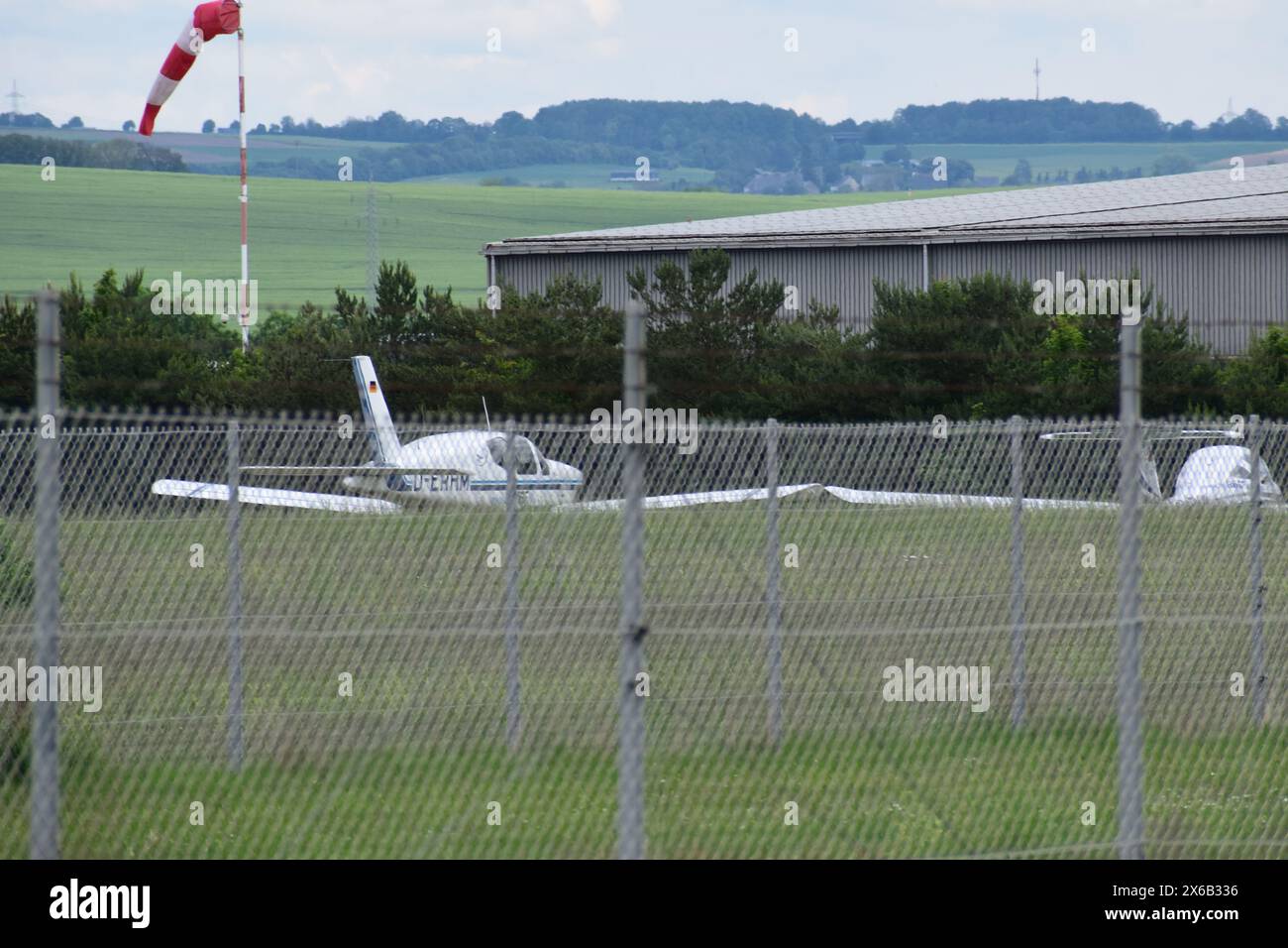 Airfield Mendig in the Eifel with parked planes Stock Photo - Alamy