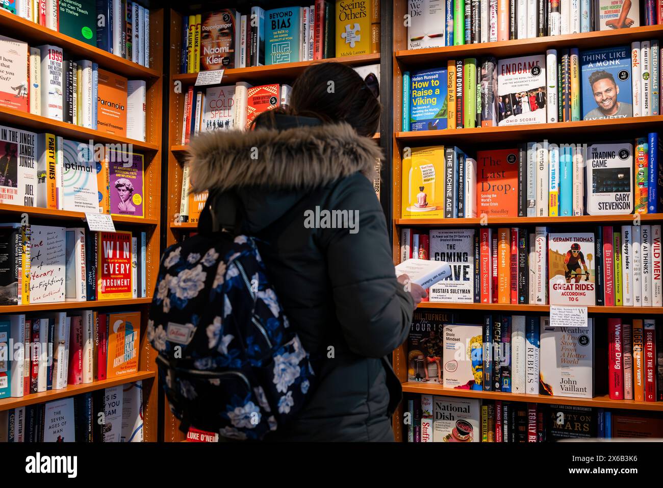 Books on display in a Waterstones bookshop in Truro city centre in ...