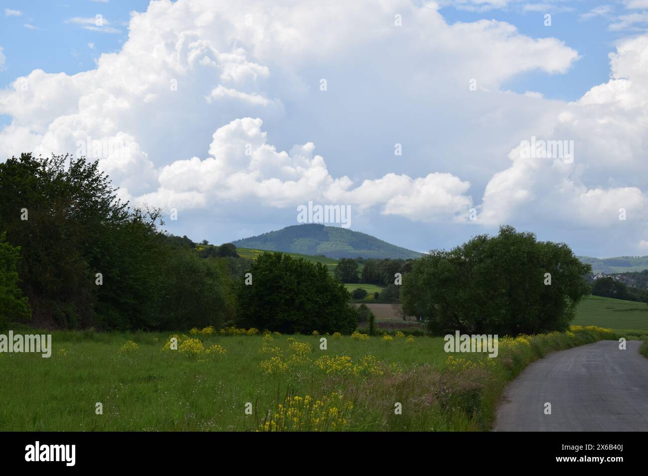 volcano hills above Mendig in the Eifel Stock Photo - Alamy
