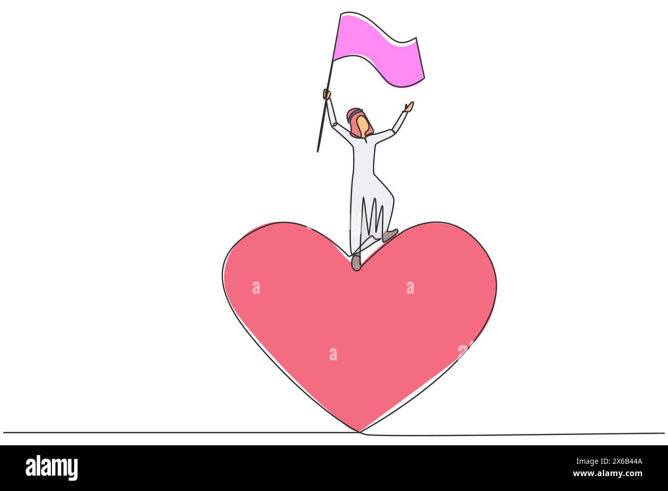 Single continuous line drawing of successful Arabian businessman ...