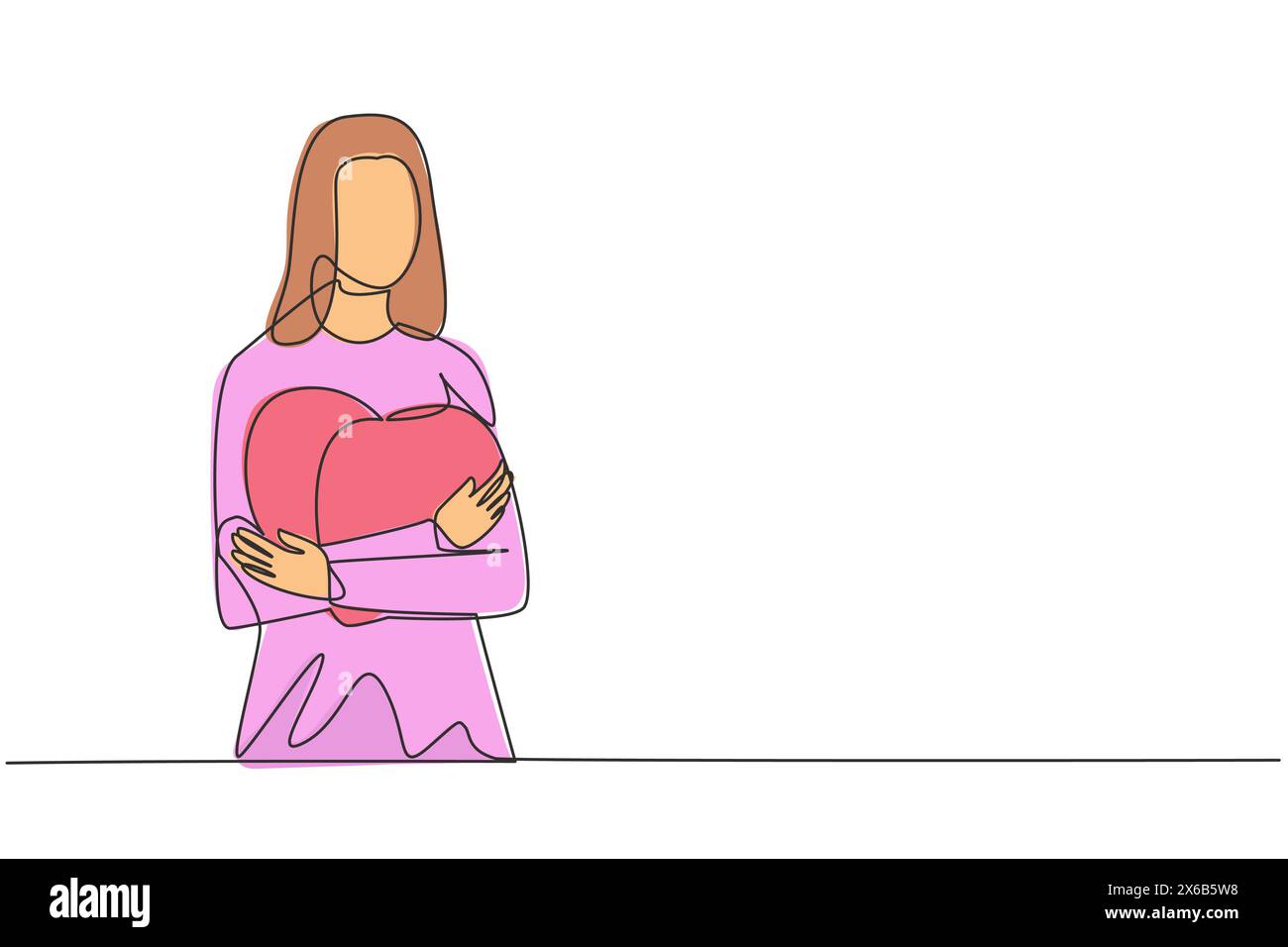 Single continuous line drawing of beautiful woman with casual shirt ...