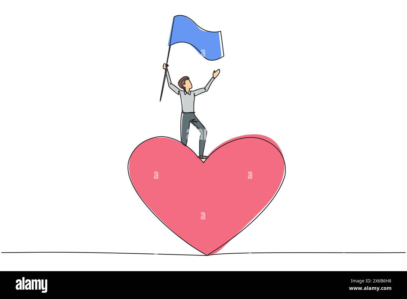 Single continuous line drawing of young successful businessman standing ...