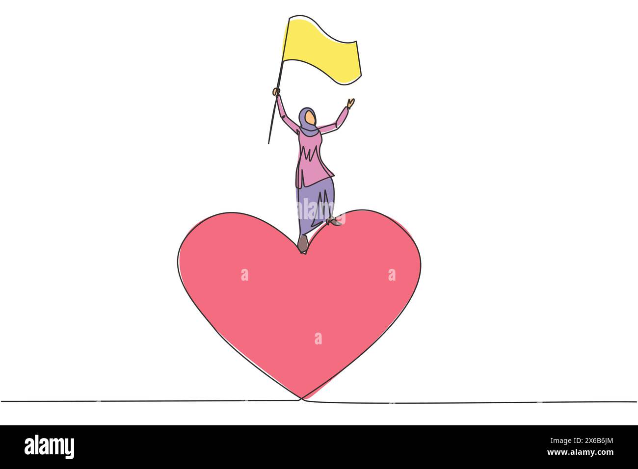 Single one line drawing of young successful Arabian businesswoman ...