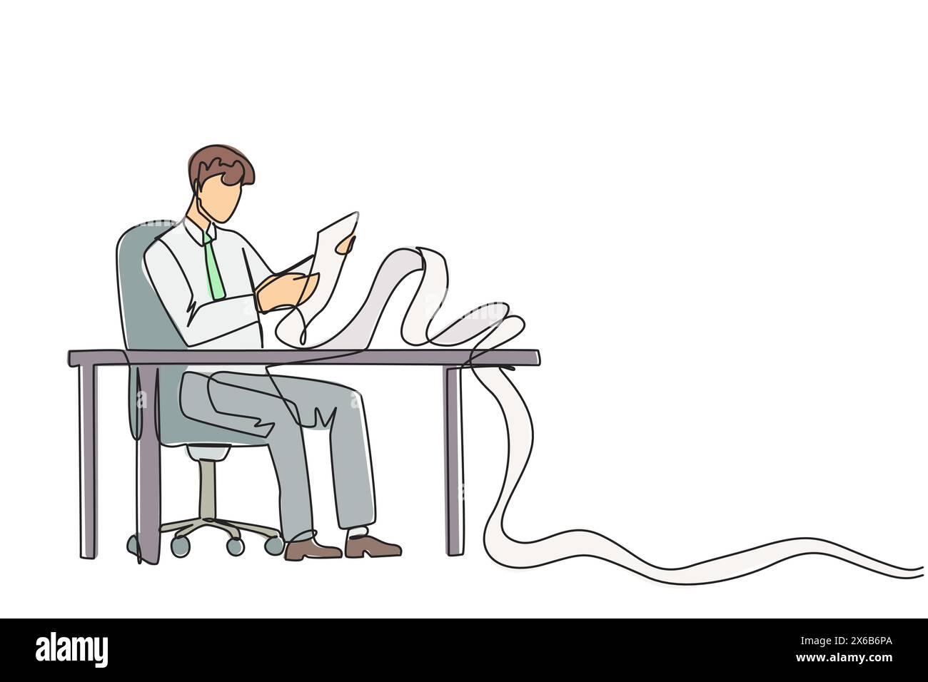 Continuous one line drawing of businessman sitting in work chair ...