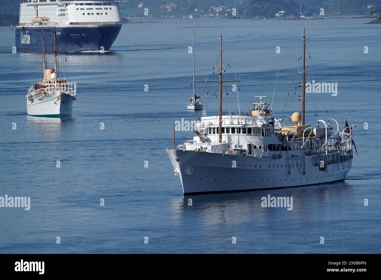 Oslo 20240514.The Norwegian royal ship Norge and the Danish royal ship ...