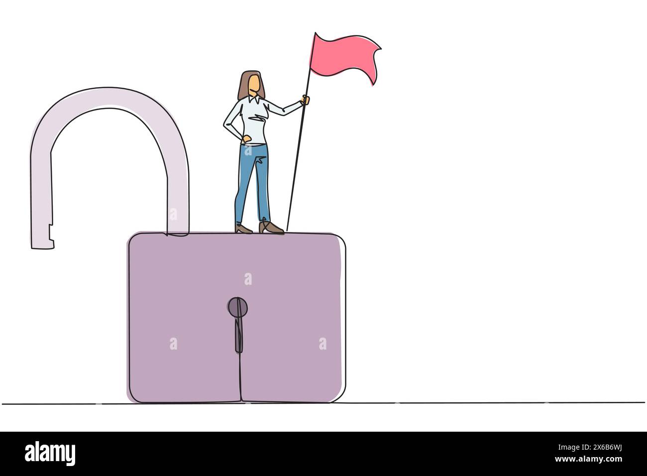 Woman standing on open Stock Vector Images - Alamy