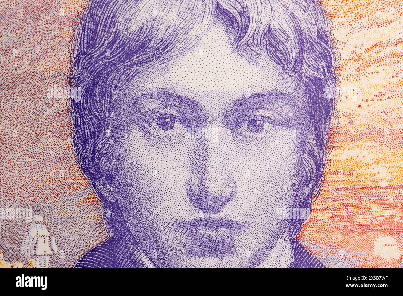 William Turner a closeup portrait from English money - pound Stock ...