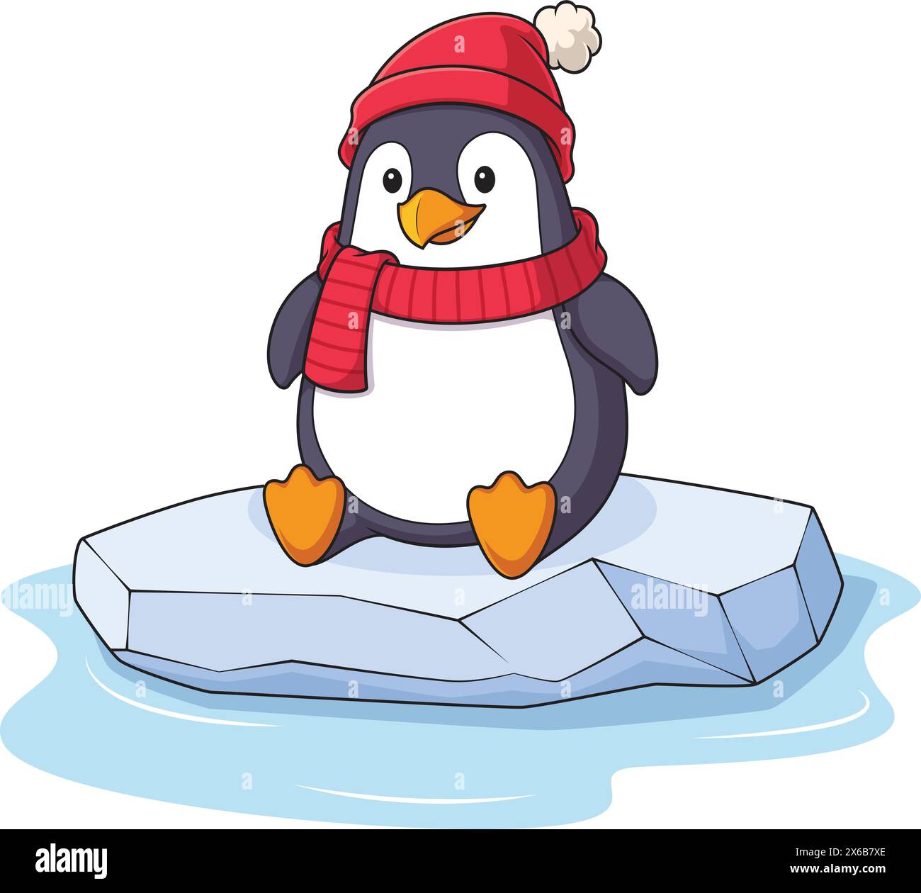 Winter penguin on floating ice vector cartoon clip art Stock Vector ...