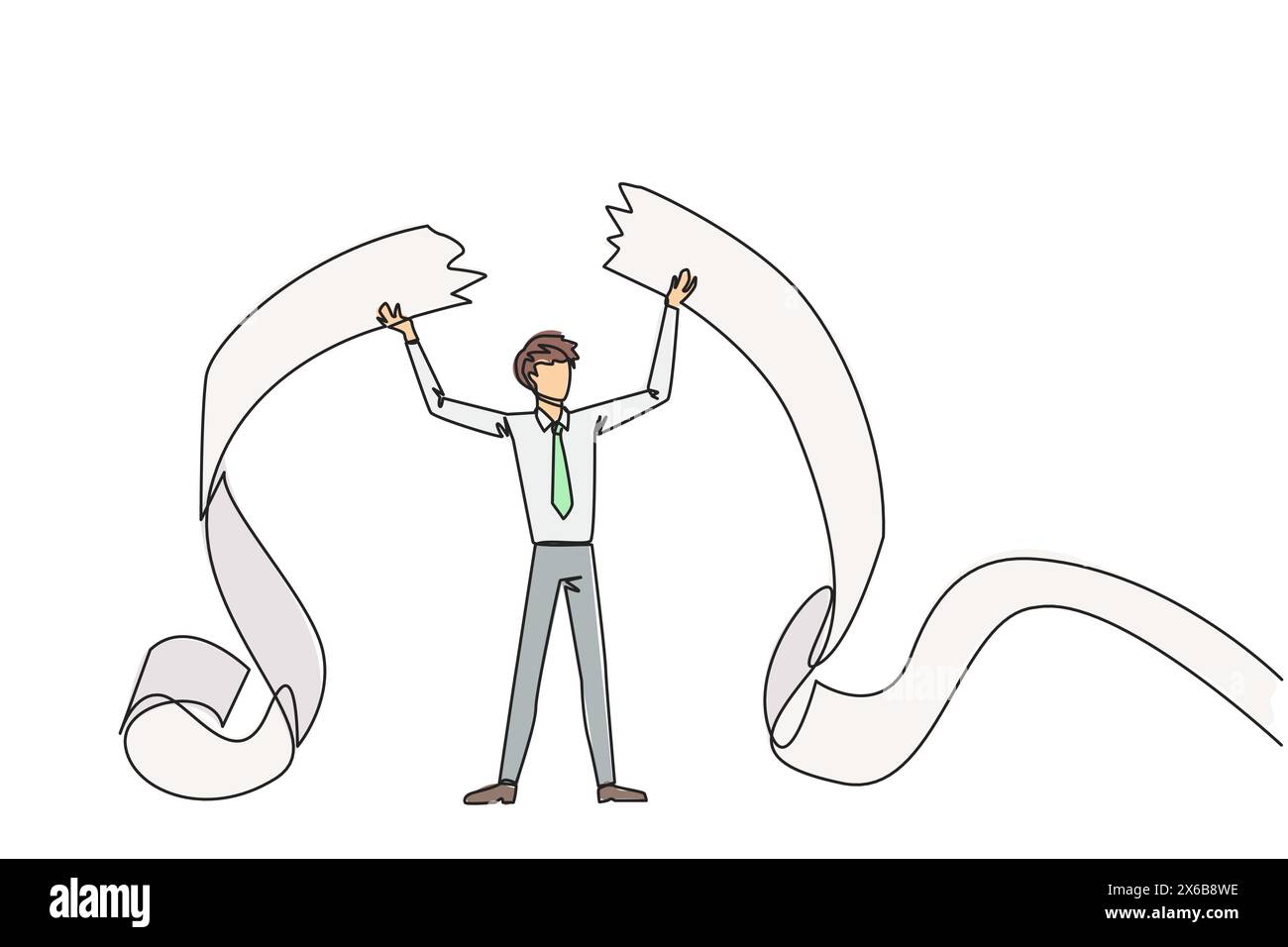 Single one line drawing of businessman stood up and tore off billing ...