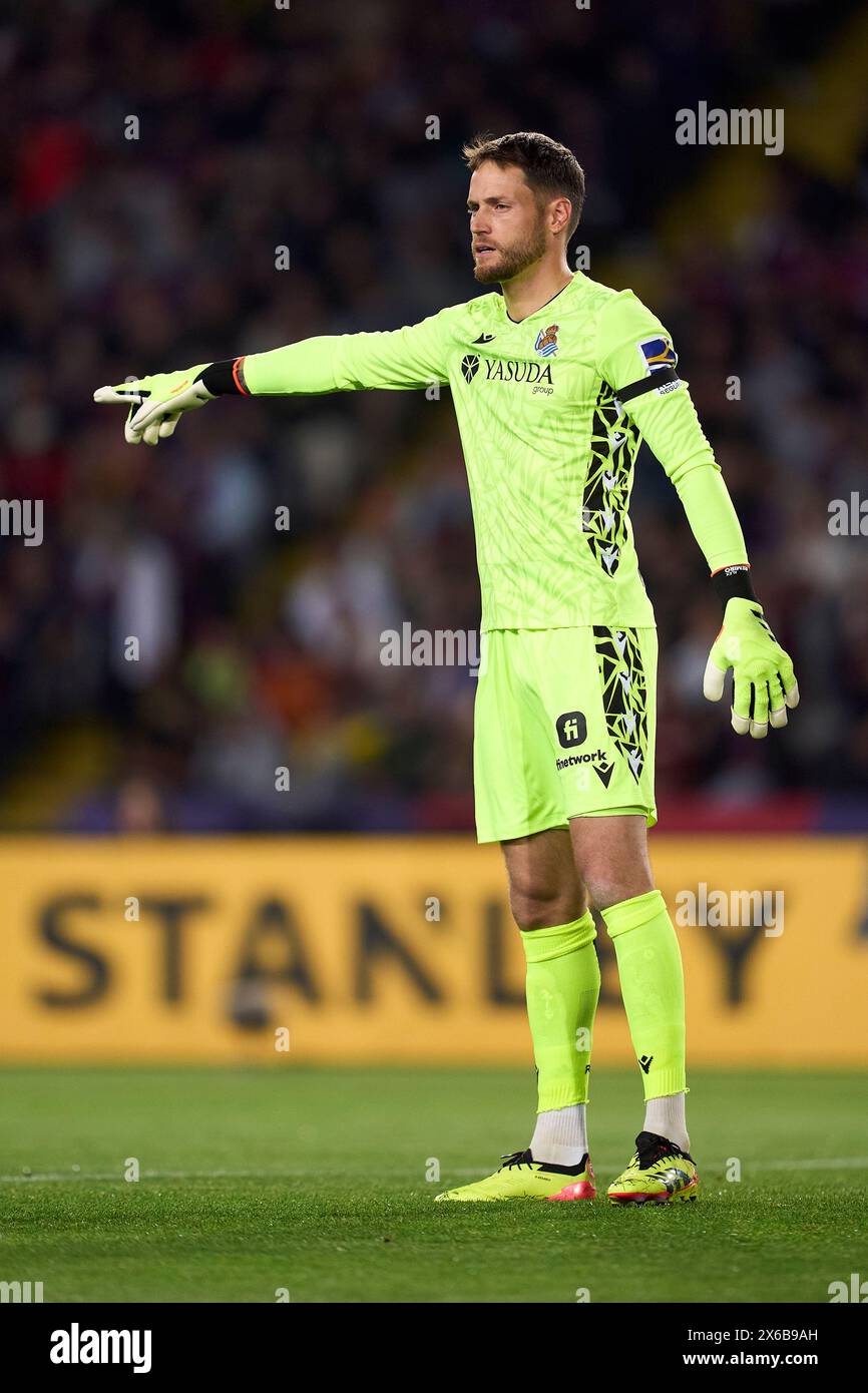 Barcelona, Spain. 13th May, 2024.Alejandro Remiro of Real Sociedad ...