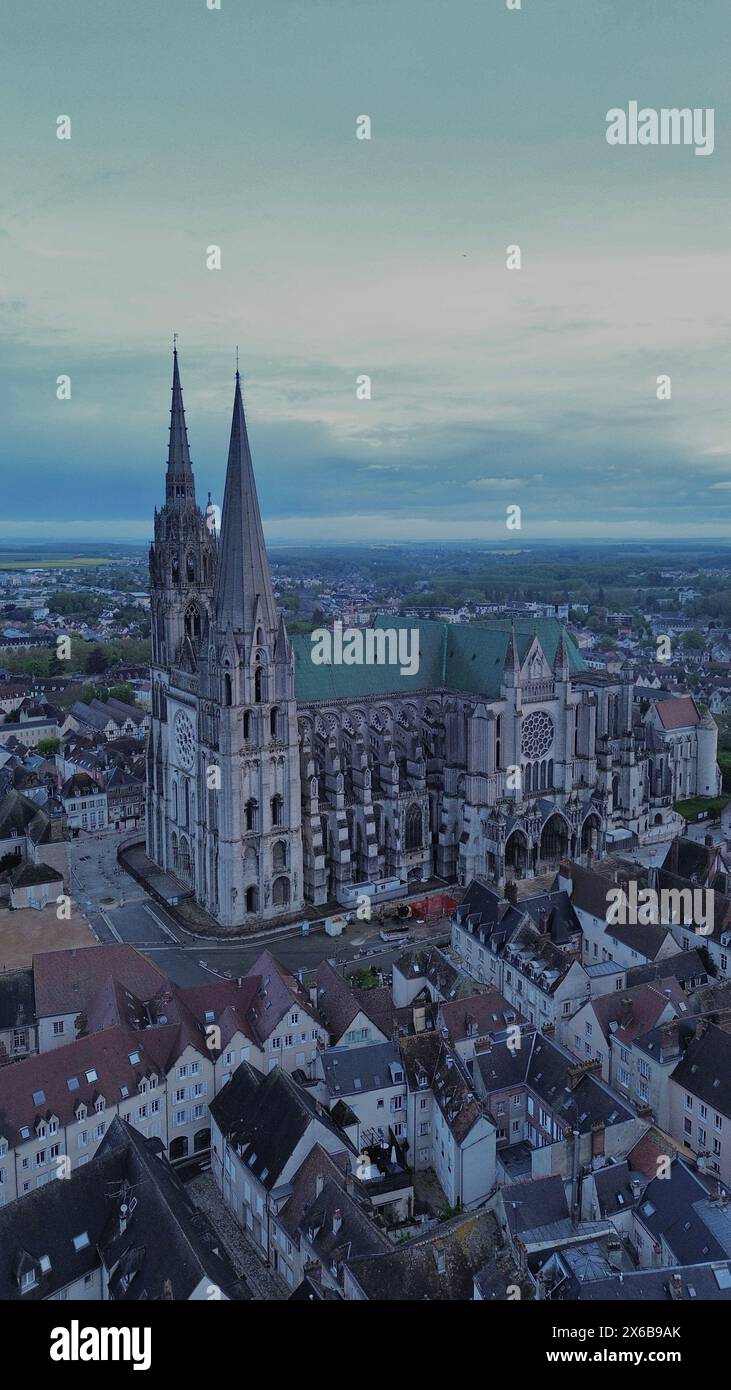 Drone photo cathedrale notre dame de chartres france hi-res stock ...