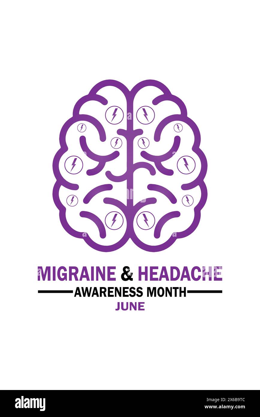 Migraine and Headache awareness month June. Suitable for greeting card ...