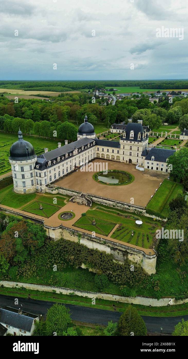 drone photo Valençay castle France Europe Stock Photo - Alamy