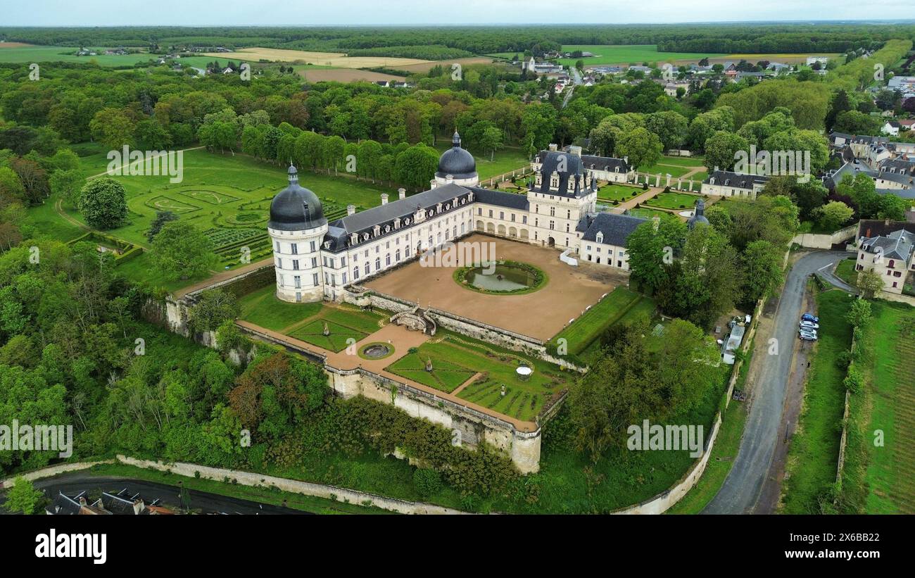 drone photo Valençay castle France Europe Stock Photo - Alamy