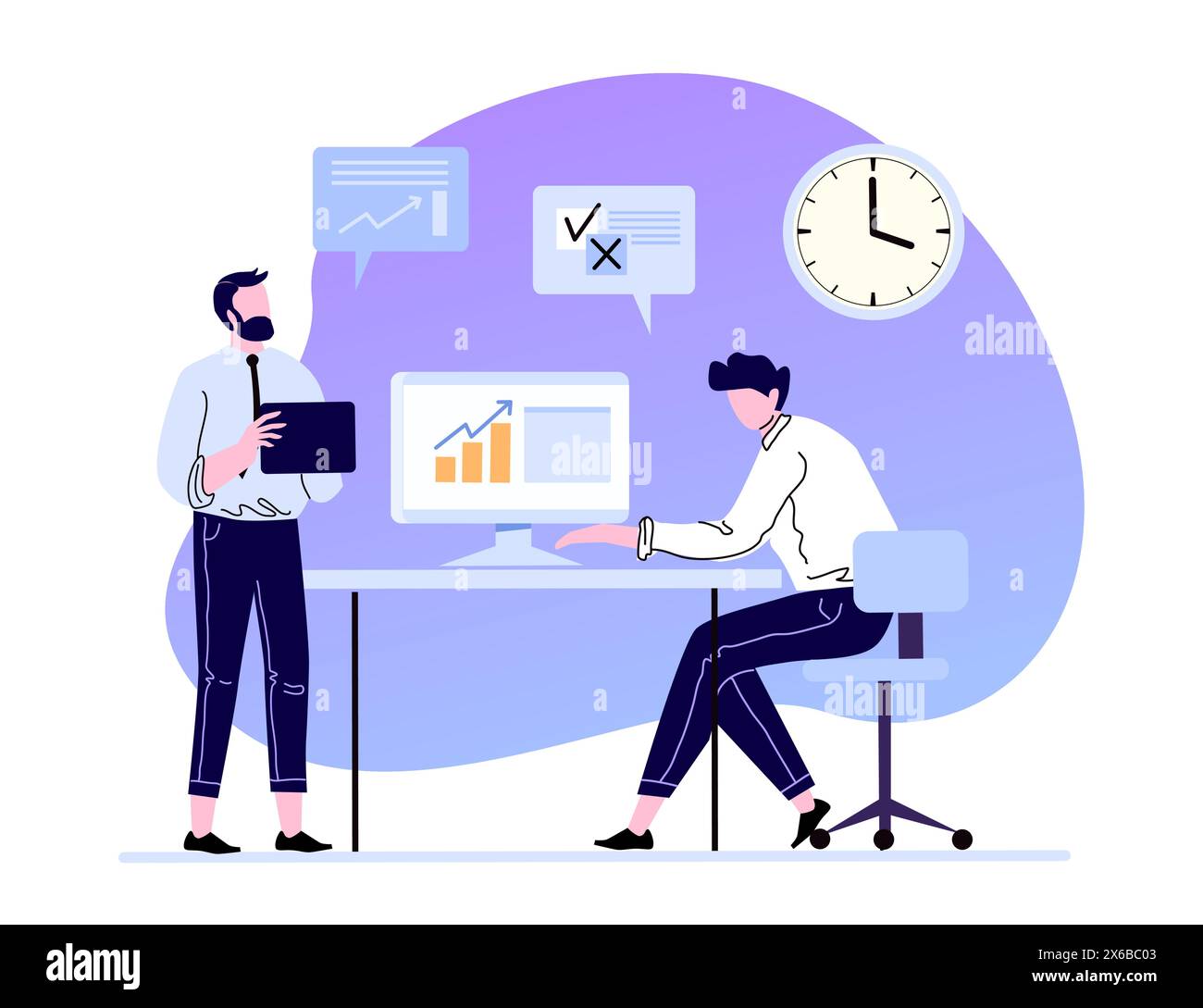 Professional business communication and working management. Man working ...