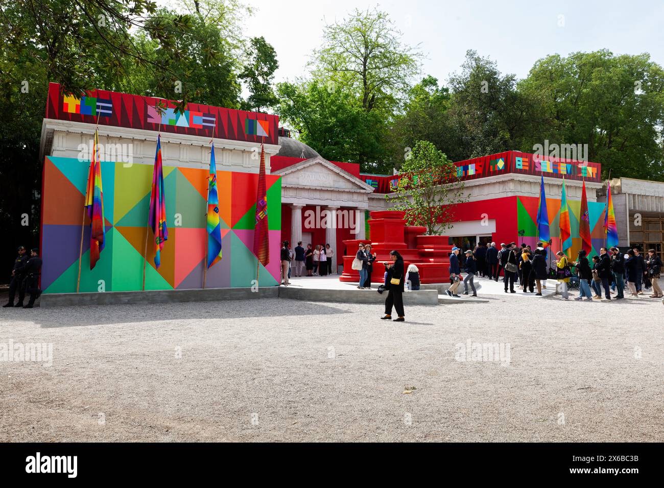 Venice, Italy - April 18, 2024: Exterior view of the space in which to ...