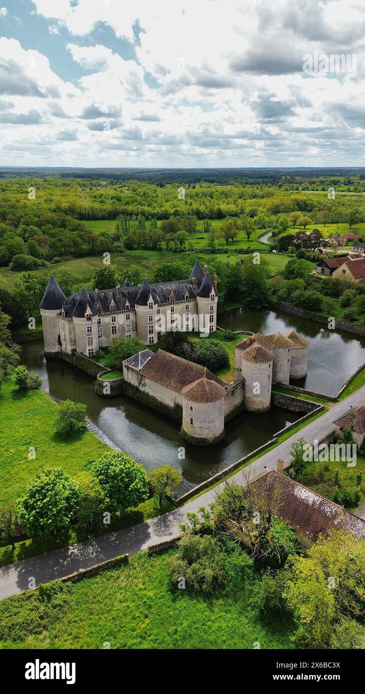 drone photo Bourg-Archambault castle France Europe Stock Photo - Alamy