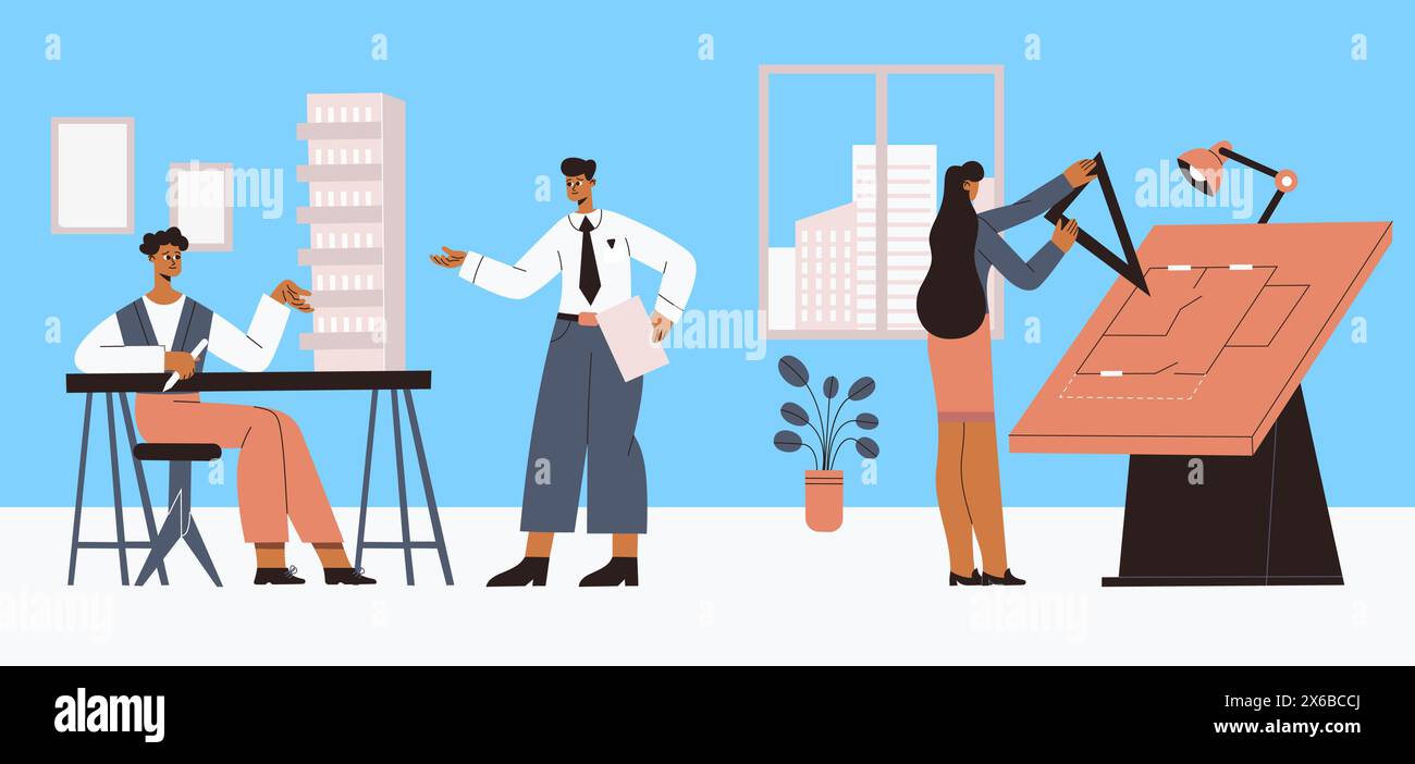 Builders, engineers, architects professional construction team workers Stock Vector Image & Art ...