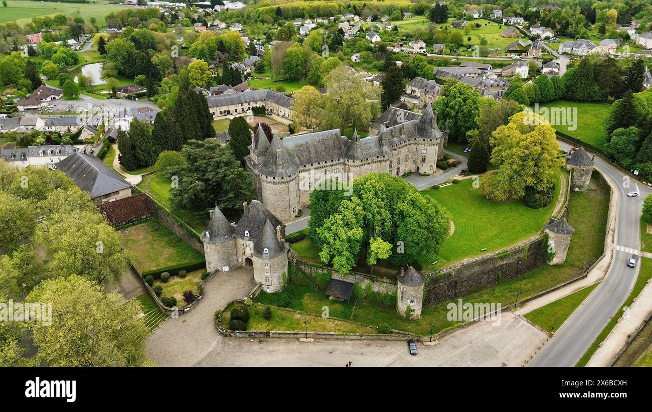 drone photo Pompadour castle France Europe Stock Photo - Alamy