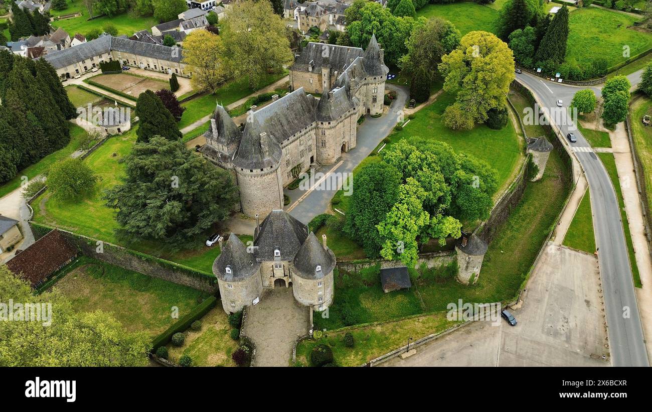 drone photo Pompadour castle France Europe Stock Photo - Alamy
