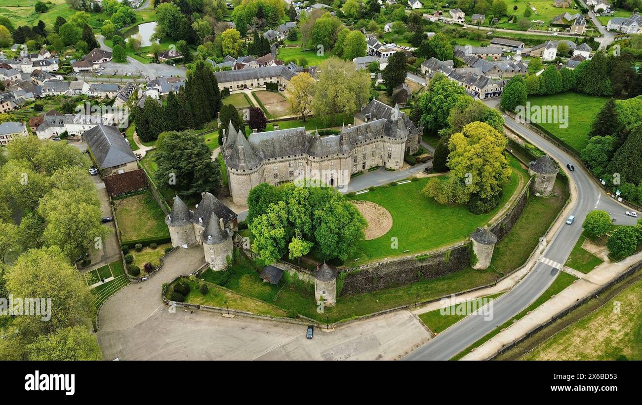 drone photo Pompadour castle France Europe Stock Photo - Alamy