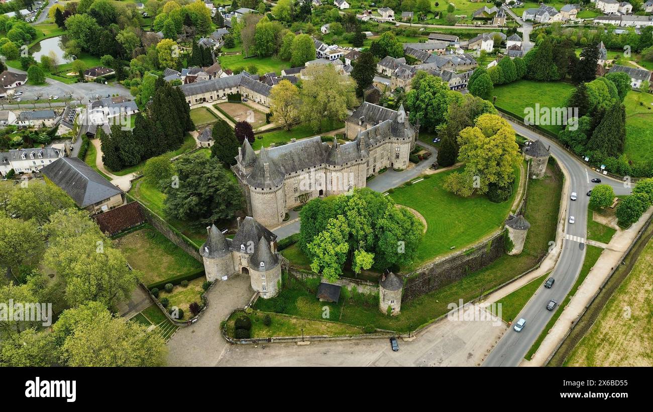 drone photo Pompadour castle France Europe Stock Photo - Alamy