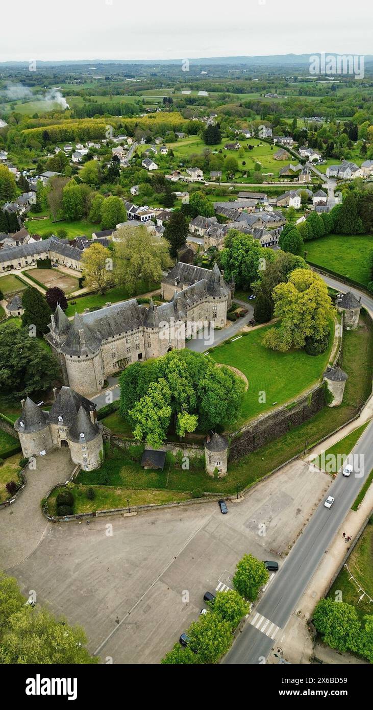 drone photo Pompadour castle France Europe Stock Photo - Alamy