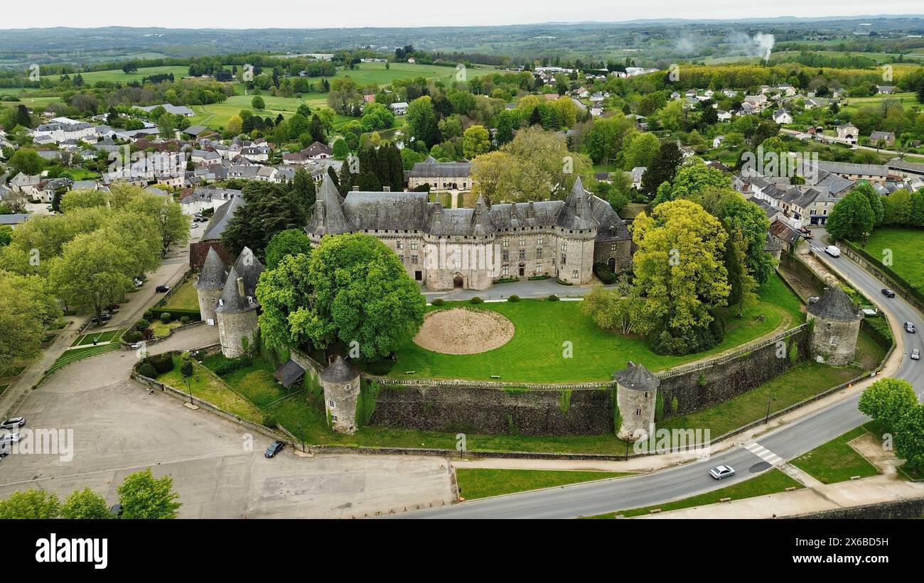 drone photo Pompadour castle France Europe Stock Photo - Alamy