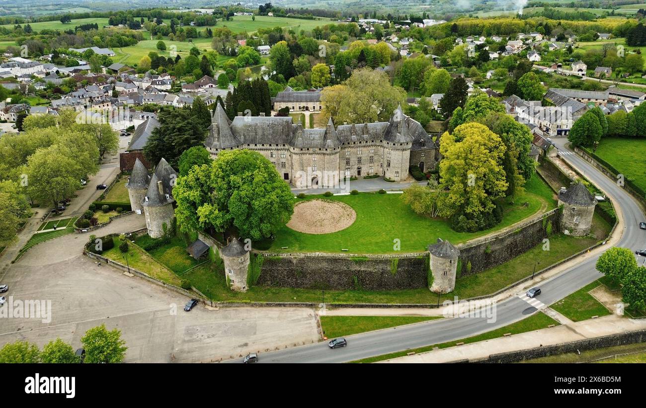 drone photo Pompadour castle France Europe Stock Photo - Alamy