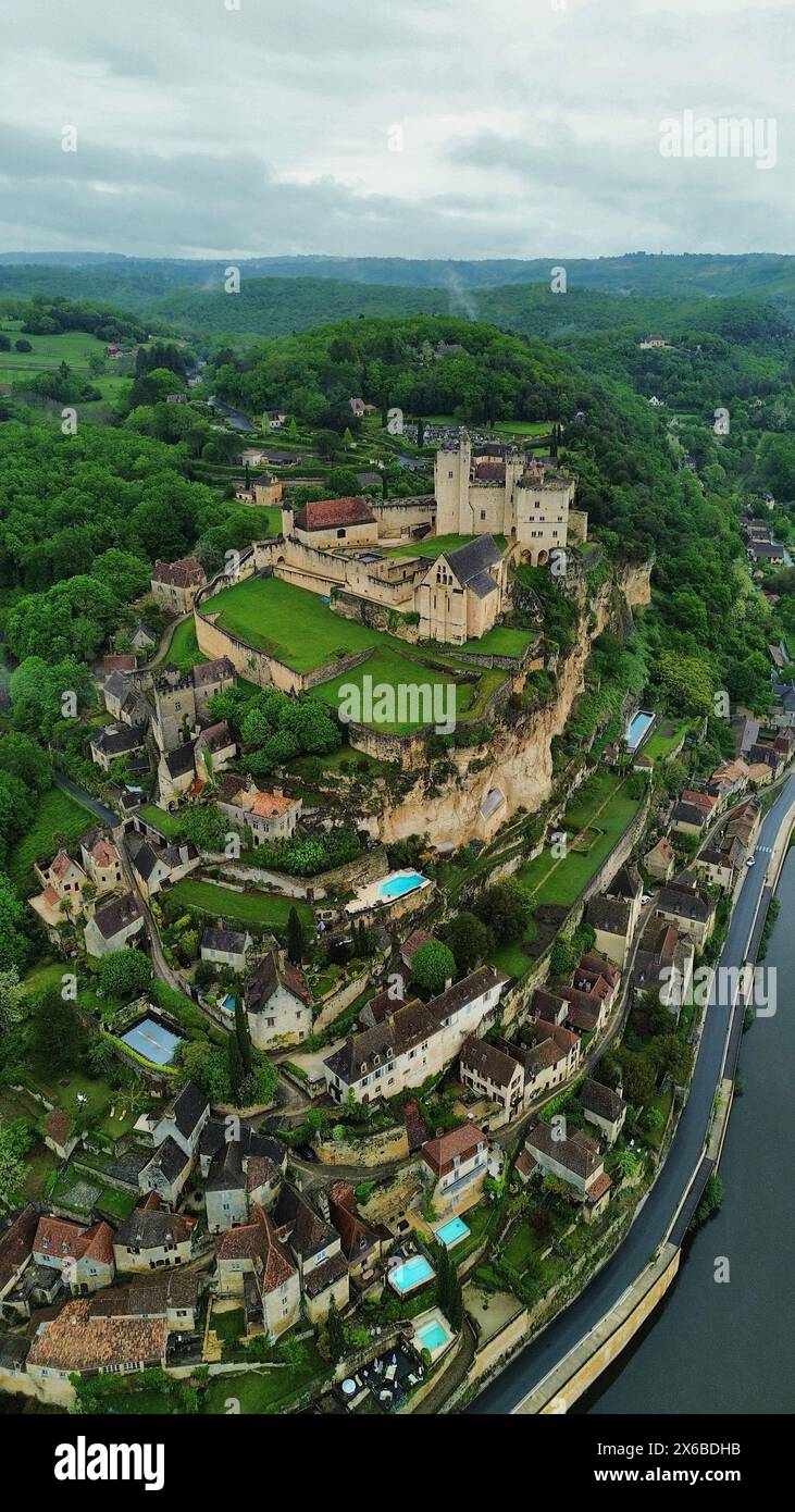 drone photo Beynac castle France Europe Stock Photo - Alamy