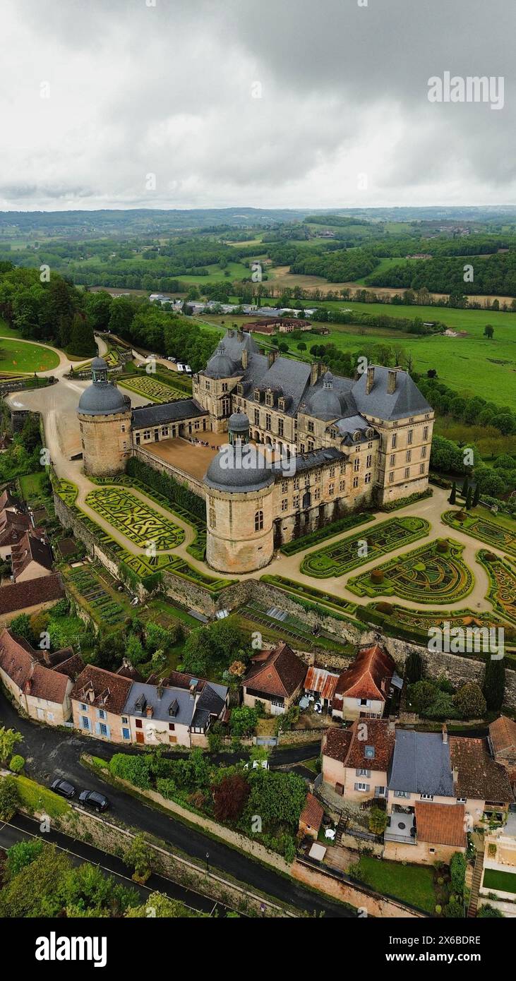 drone photo Hautefort castle France Europe Stock Photo - Alamy
