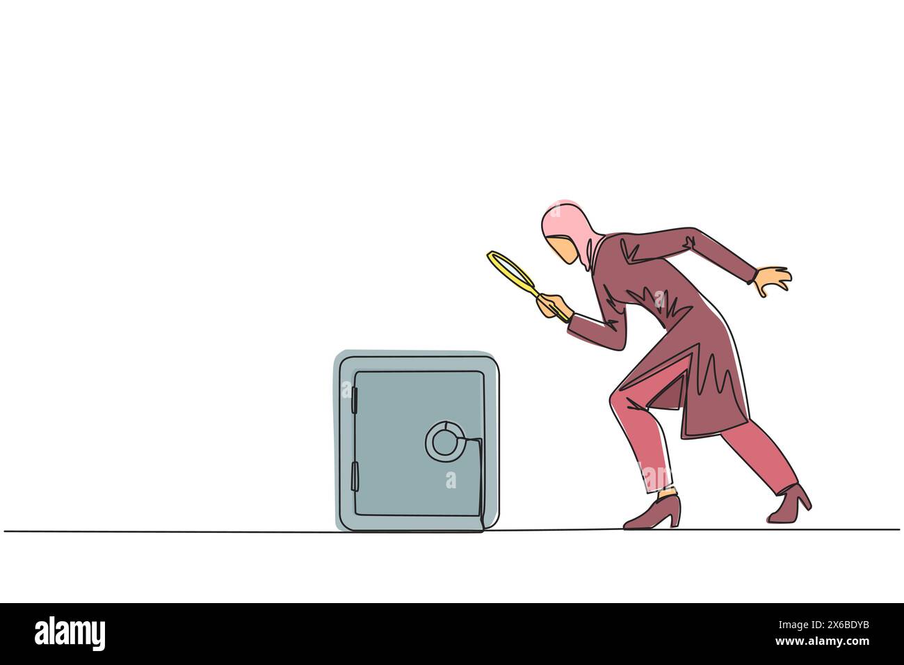 Single continuous line drawing of Arabian businesswoman holding ...